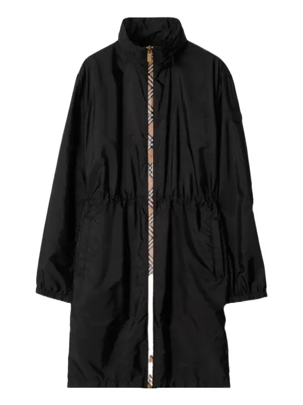 Burberry Zipped Parka With Vintage Check Trim - Black