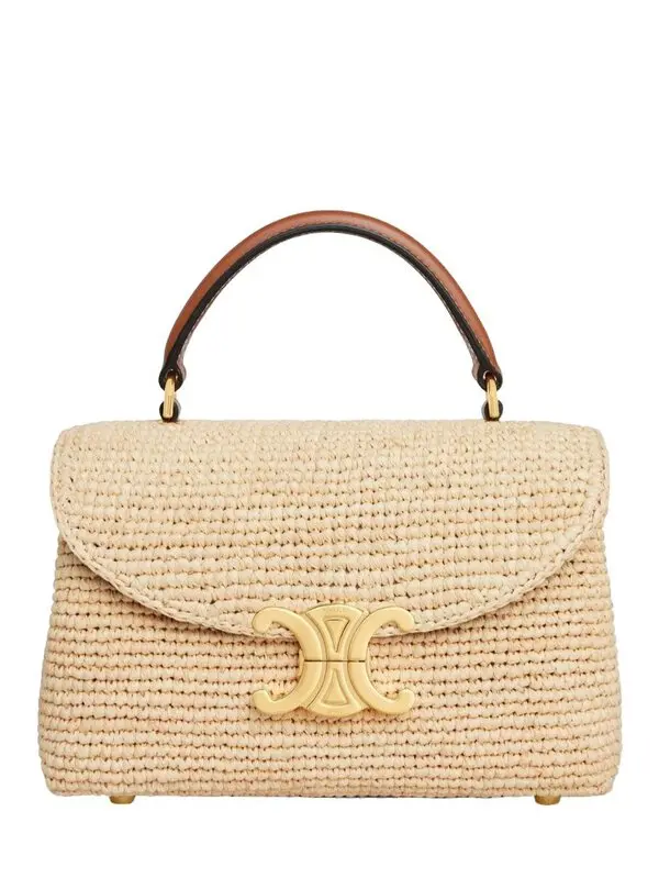 Celine Teen Nino Bag In Raffia And Calfskin - Natural/tan