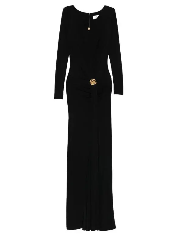 Elisabetta Franchi Tone Brooch Maxi Dress - Black