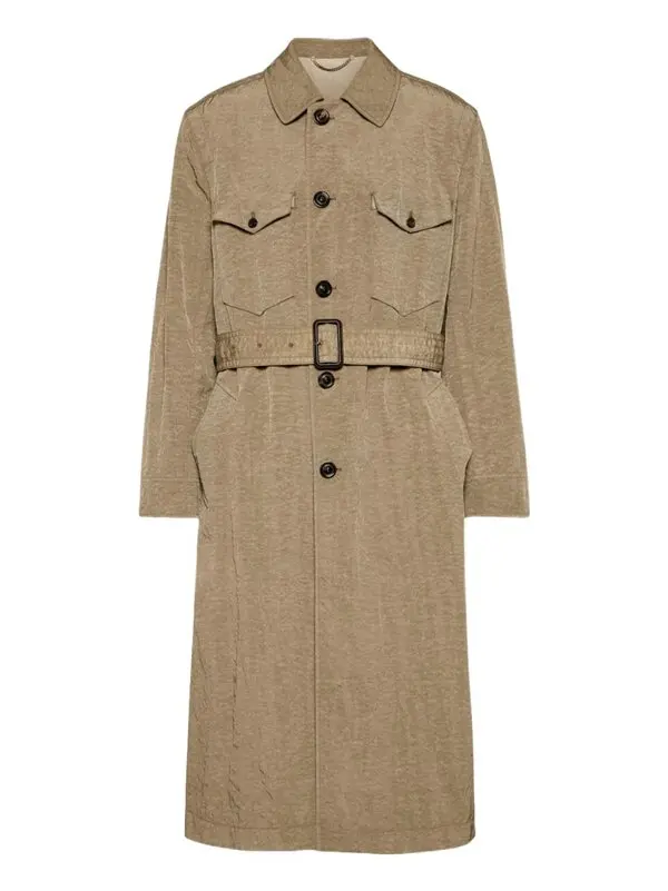 MAISON MARGIELA Drop Shoulder Belted Trench Coat - Brown