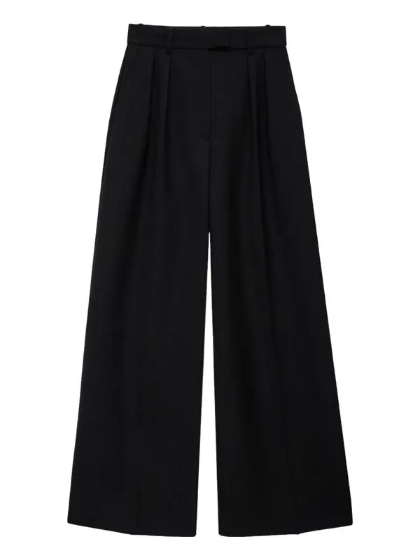 ANINE BING Lou Pleated Wide-leg Trousers - Black