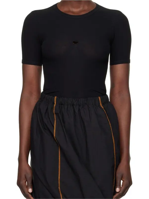 BASERANGE Ribbed Short Sleeve T-shirt - Black