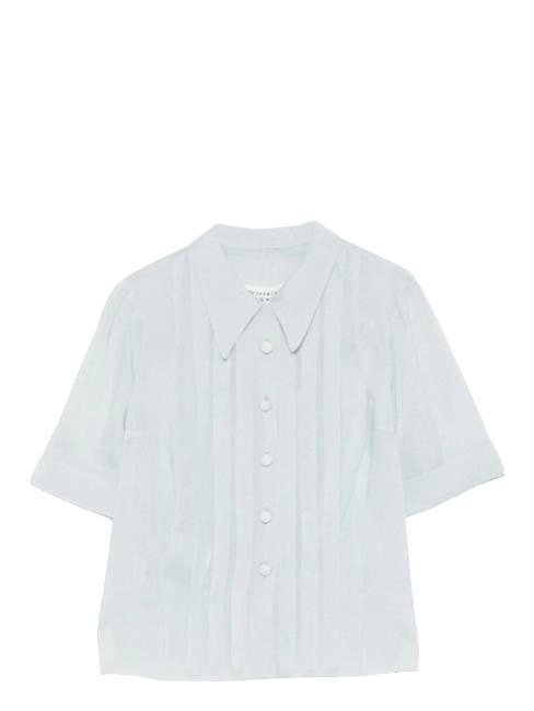 MAISON MARGIELA Sheer Pleated Button-up Top - Blue