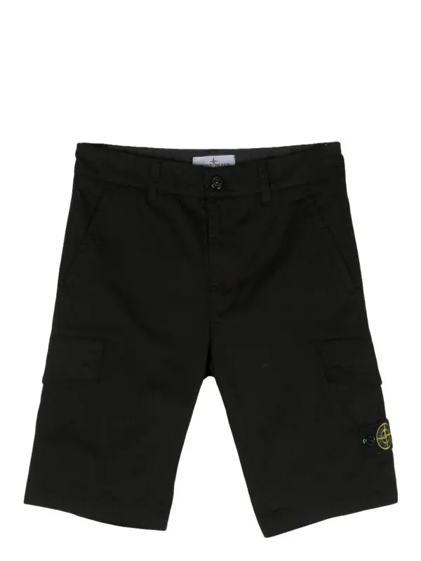 Stone Island Logo Patch Cargo Shorts - Black