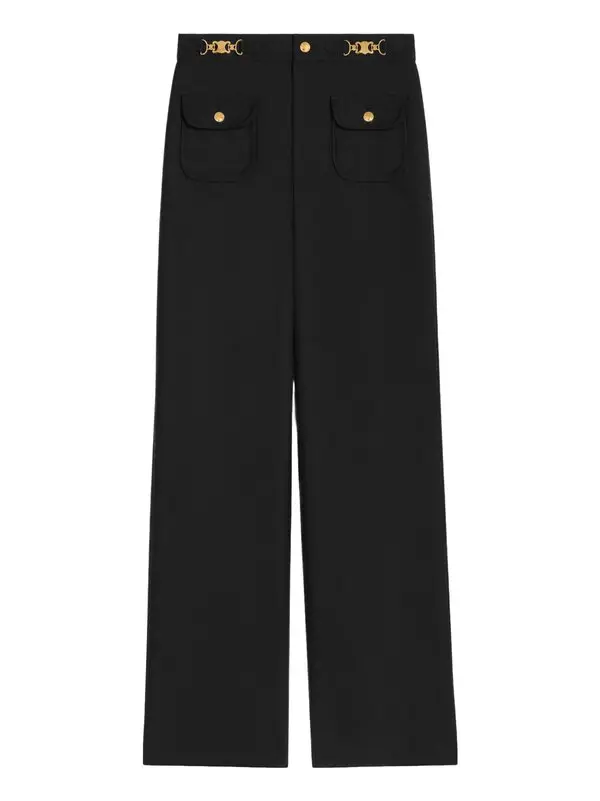 Celine Mohair Wool Pants With Triomphe Buttons - Black