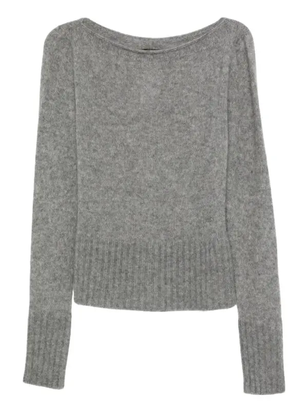 TOM FORD Long Sleeve Boat Neck Knit Jumper - Grey