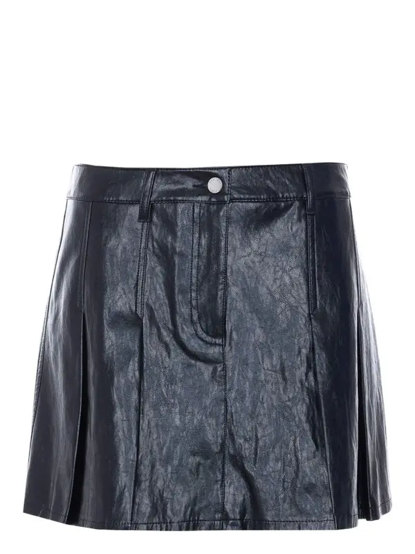 Michael Kors Pleated Patent Mini Skirt - Black