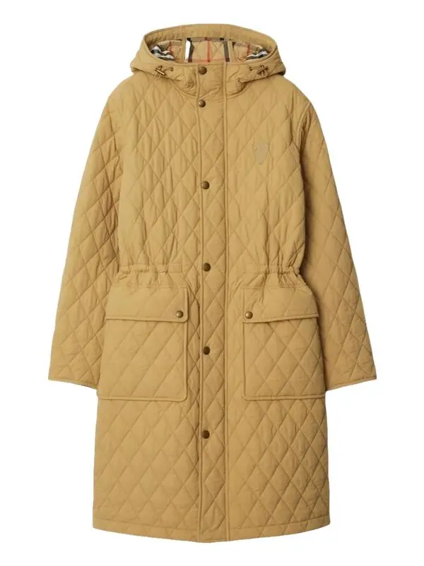 Burberry Quilted Drawstring Hooded Parka - Linen/sand Color