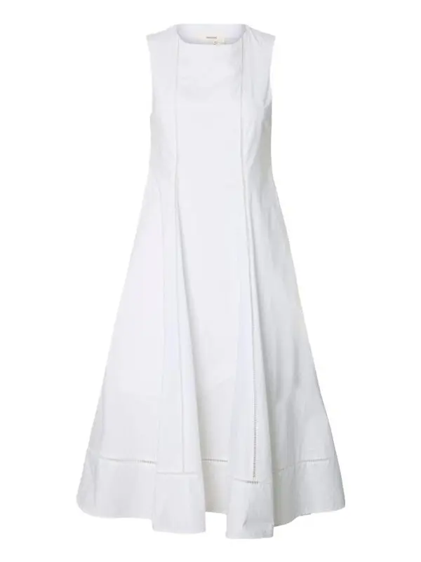SELECTED Sleeveless Boat Neck Dress With Side Pockets - White