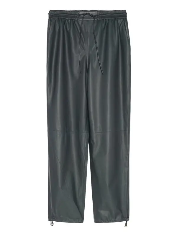 YVES SALOMON Drawstring Leather Joggers - Black