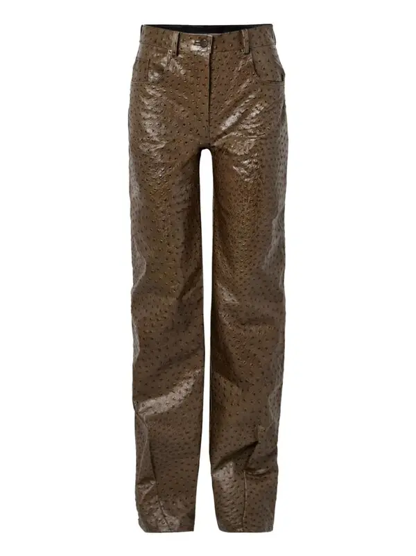 16Arlington High-waisted Straight-leg Leather Trousers - Brown