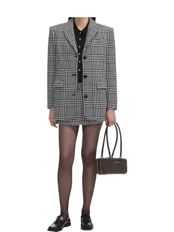 SELF-PORTRAIT Houndstooth Blazer - Gray