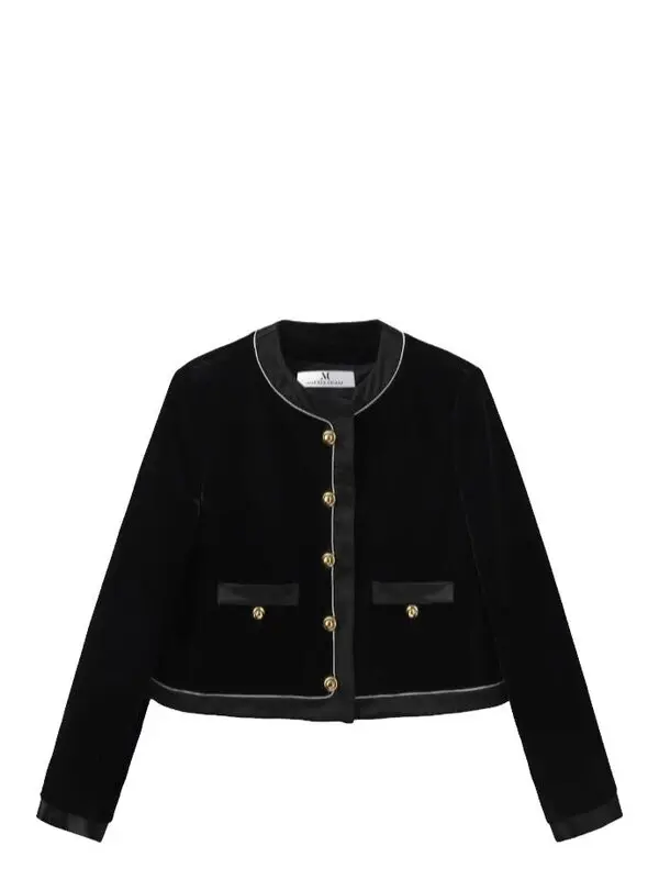 Marissa Chiara Gold-buttoned Velvet Jacket - Black