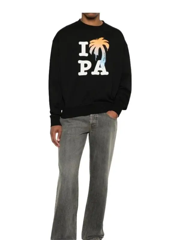 Palm Angels Logo Print Sweatshirt - Black