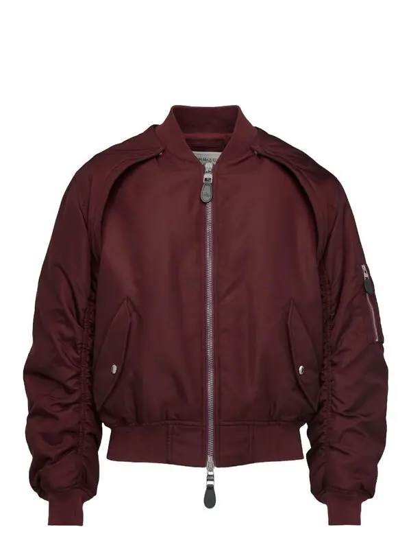 Alexander McQueen Removable Sleeve Zipper Baseball Coat - Red