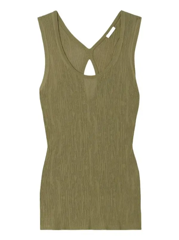 JOSEPH Crew Neck Ribbed Knit Vest - Green
