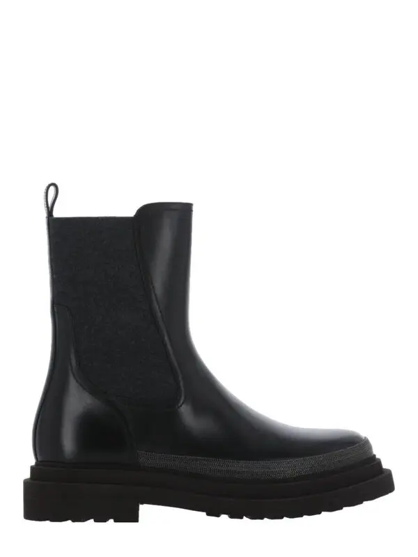 Brunello Cucinelli Monili-detail Leather Chelsea Boots - Black