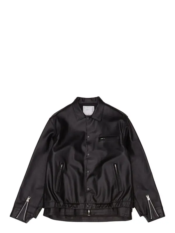 Sacai Leather Blouson Jacket - Black