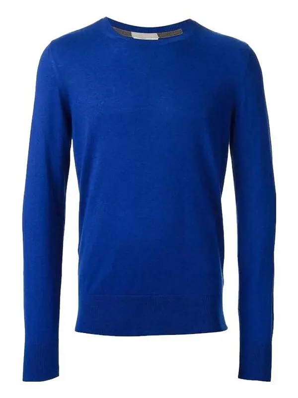 Burberry Round Neck Wool Sweater - Blue