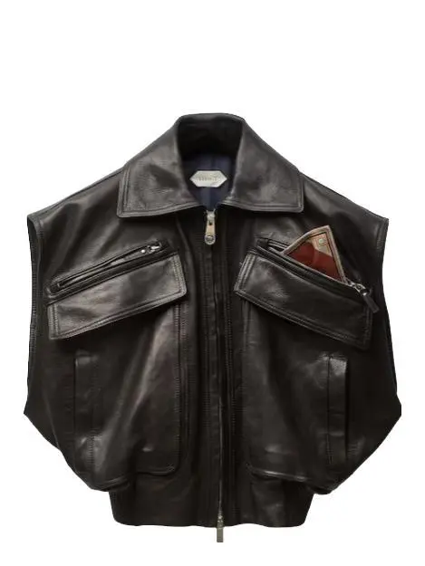 Versace Sleeveless Leather Gilet - Black