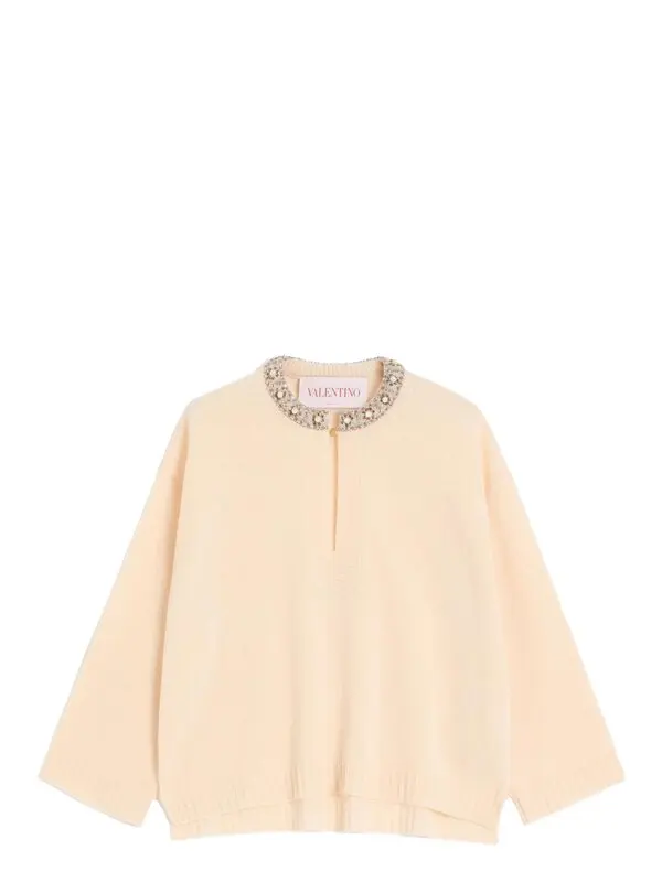 Valentino Garavani Embellished Long-sleeved Jumper - Birch