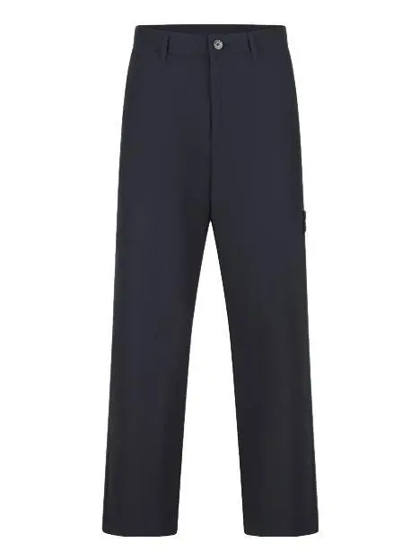 Stone Island Logo Patch Straight-leg Trousers - Blue