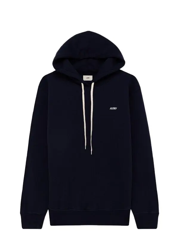 AUTRY Logo Embroidered Drawstring Hoodie - Blue