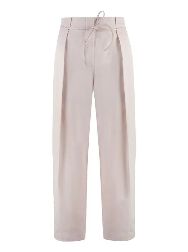 YVES SALOMON Cropped Straight-leg Pants With Pleated Detail - Pink