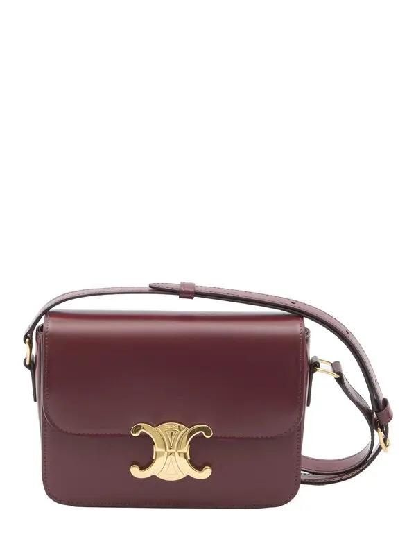Celine Teen Triomphe Bag In Shiny Calfskin - Bordeaux