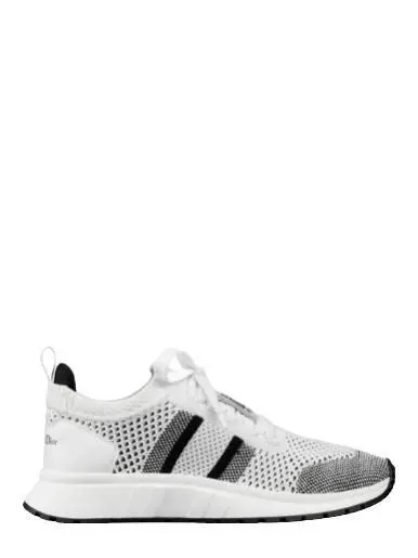 Dior Mesh Knitted Lace-up Sneakers - White