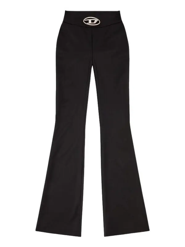 DIESEL® Logo Plaque Flare Pants - Black