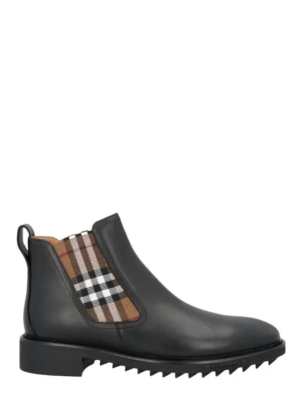 Burberry Check-panelled Pull-on Ankle Boots - Black
