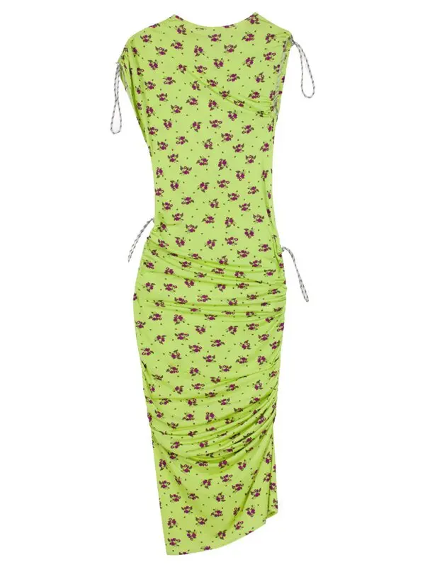 Coperni Lily Printed Adjustable Ruched Dress - Green