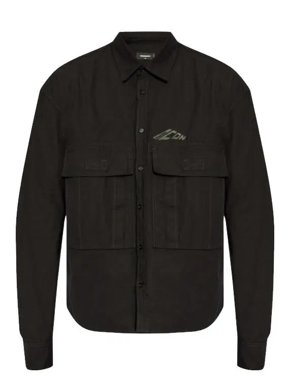 Dsquared2 Icon Logo Printed Long-sleeved Shirt - Black