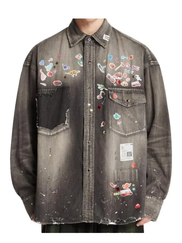 Mihara Yasuhiro Long-sleeve Denim Shirt - Black