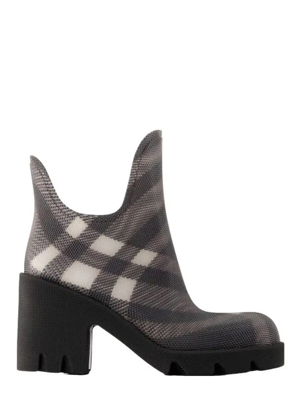 Burberry Check Pattern Slip-on Boots - Black