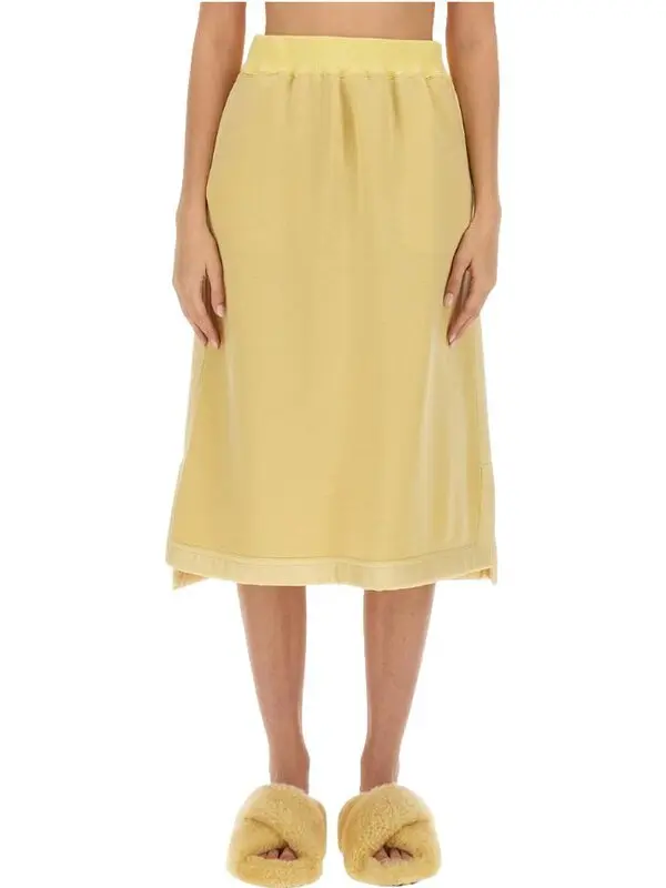 JIL SANDER Elastic Waist Flared Midi Skirt - Nude