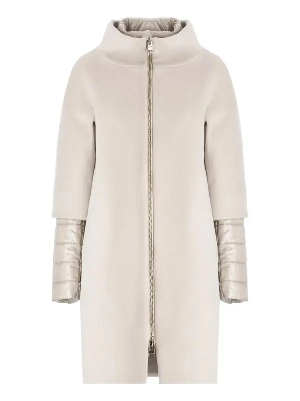 Herno Layered-sleeved Zip-up Down Coat - Light Beige