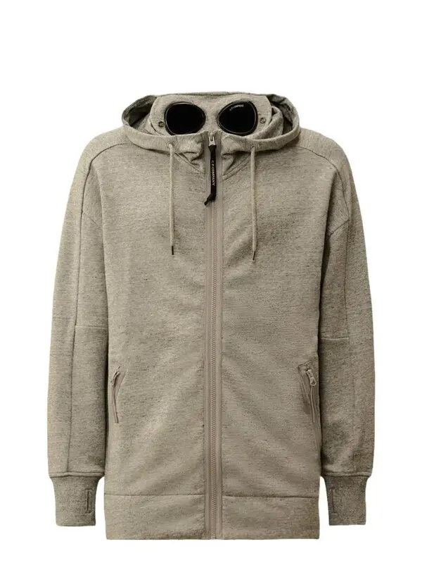 C.P. COMPANY Goggle Zip-up Hoodie - Gray Stone Color