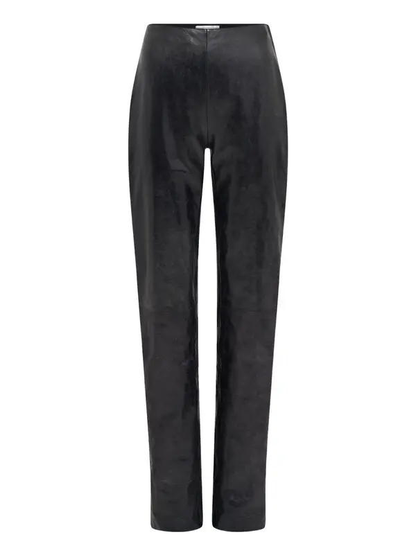 MARINE SERRE Embossed Letter Combination Leather Trousers - Black