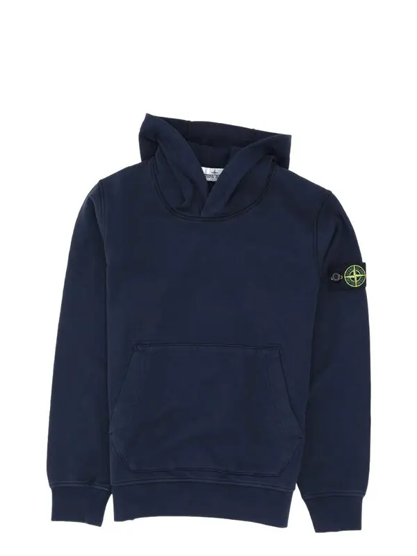 Stone Island Compass Logo Cotton Hoodie - Blue