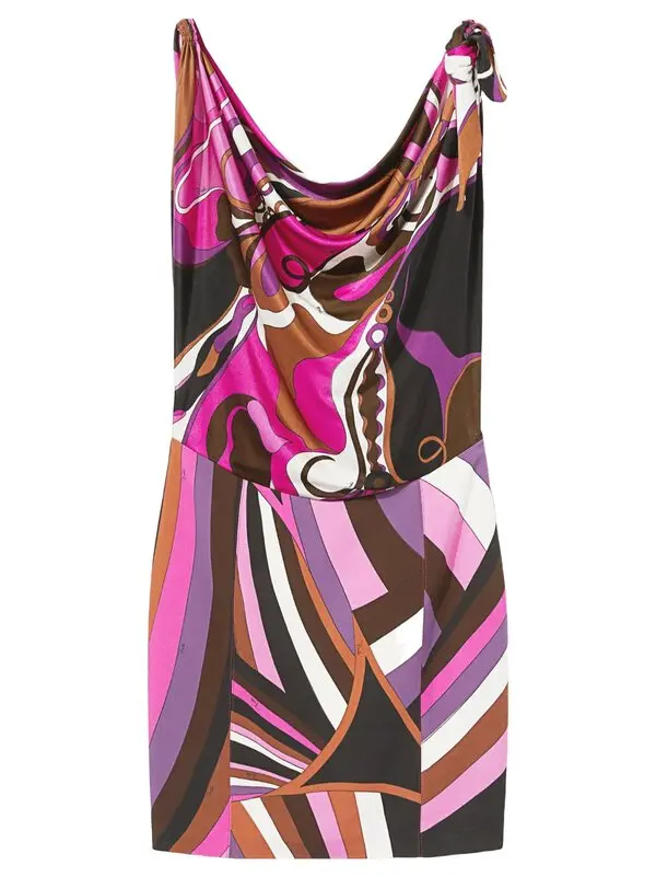 Emilio Pucci Rainbow" Printed Mini Dress - Fuchsia/dark Purple/black/white