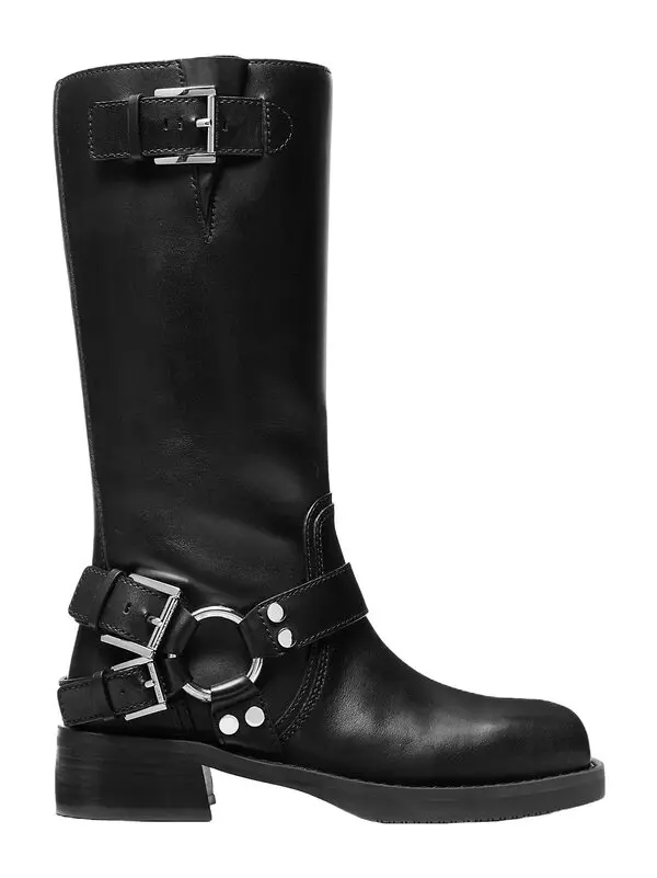 Michael Kors Leather Harness Boots - Black
