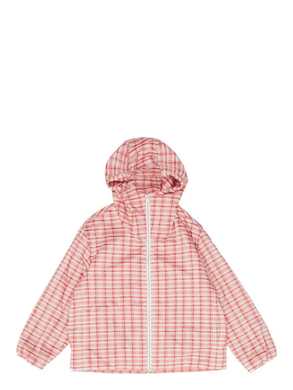 JIL SANDER Checked Zip-up Hooded Jacket - Pink