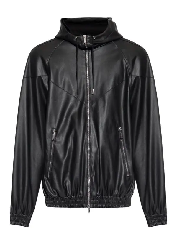 Dsquared2 Hooded Leather Jacket - Black