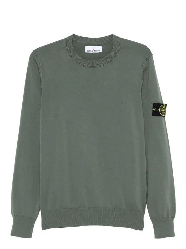 Stone Island Logo Patch Crewneck Sweater - Moss Green