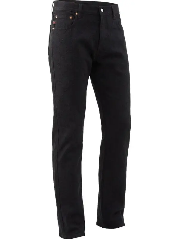 Gucci Gg Denim Jacquard Tapered Pants - Black