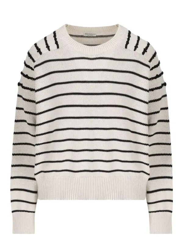 Brunello Cucinelli Striped Cotton Jumper - White