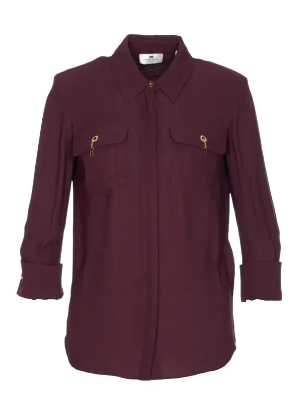 Elisabetta Franchi Long Sleeve Charm Detail Shirt - Red