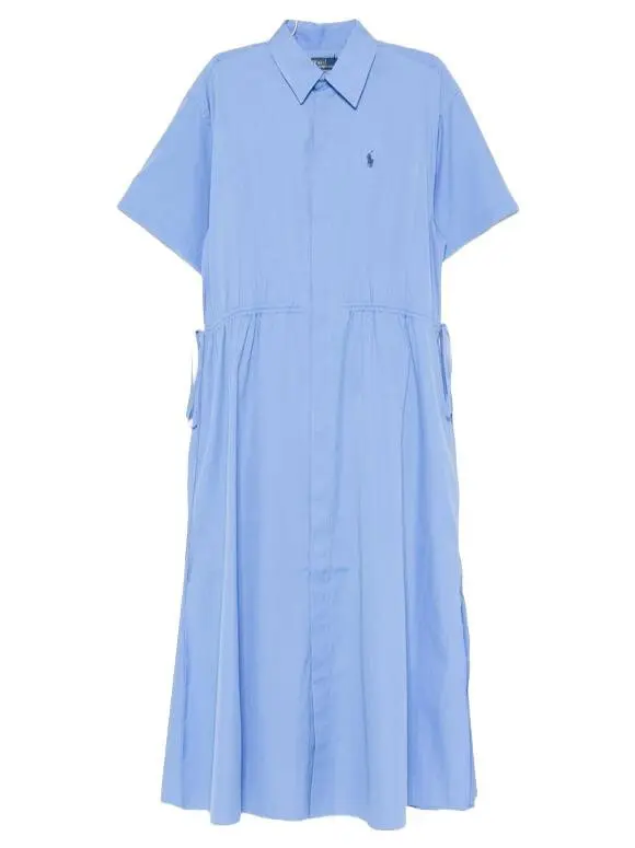 Ralph Lauren Polo Buttoned Drawstring Midi Dress - Blue